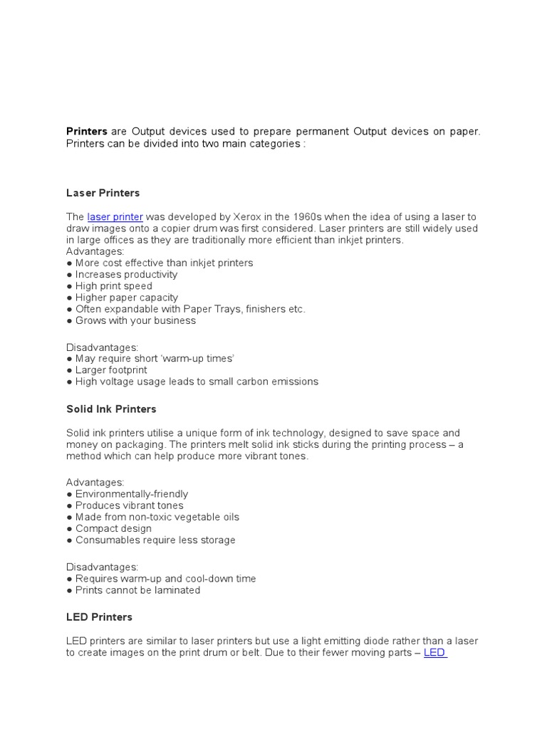 Printer and Its Types | PDF