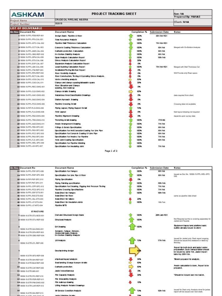 Project Tracking Sheet - 20-02-2020 | PDF