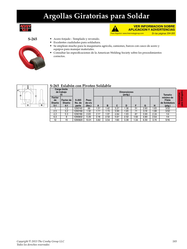 Argolla Giratoria para Soldar Crosby | PDF