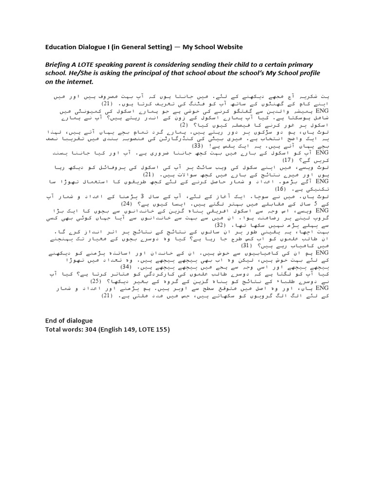 Education Dialogues of Urdu | PDF