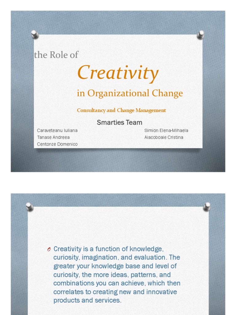 Role of Creativity in Organizational Change | PDF