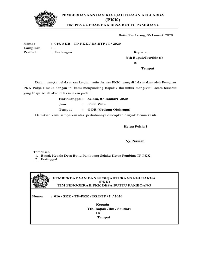 Undangan PKK Arisan | PDF