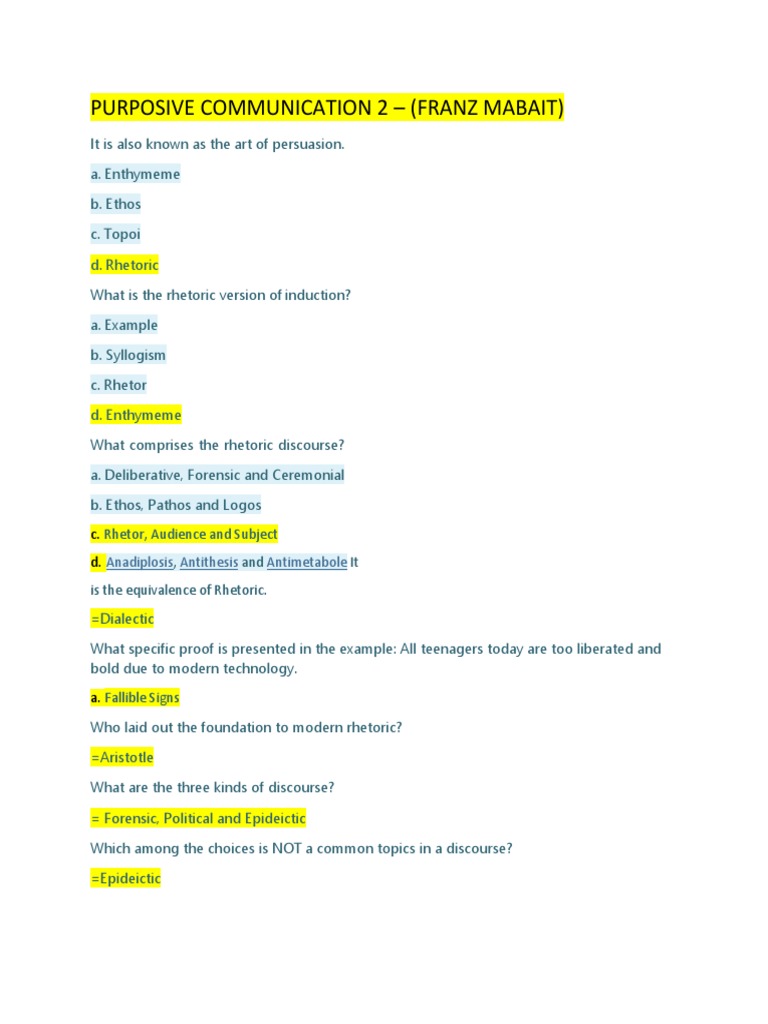 Purposive Communication Prelims-Finals | PDF