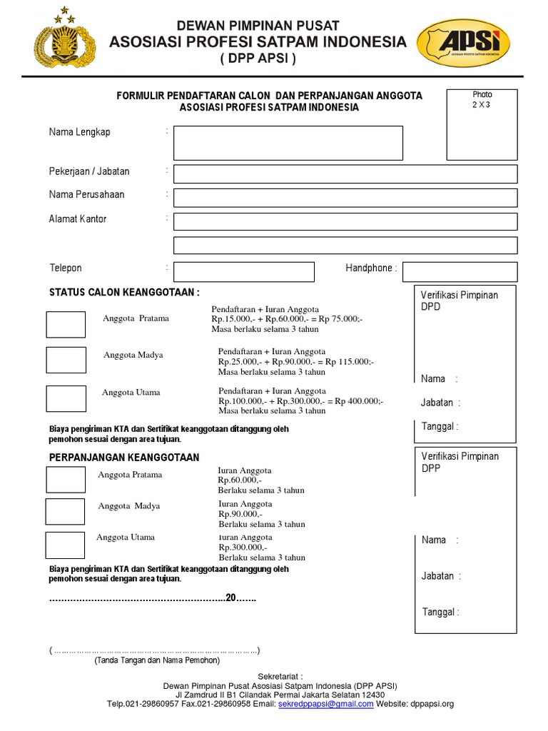 Pendaftaran Anggota APSI | PDF