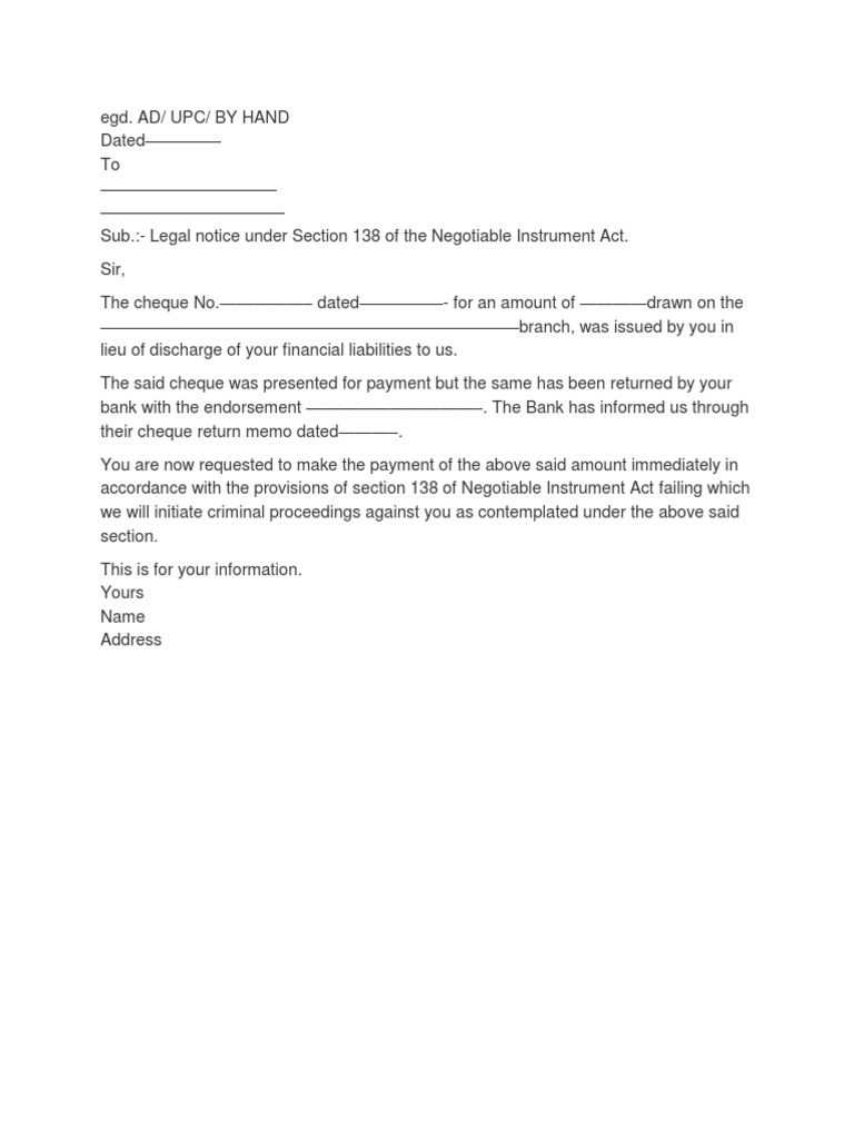 138 Legal Notice Formate | PDF