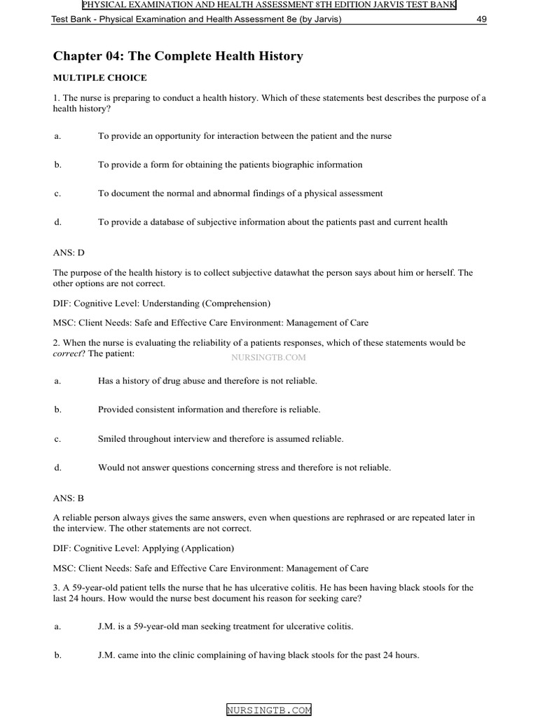 TB-Chapter 04 The Complete Health History PDF | PDF