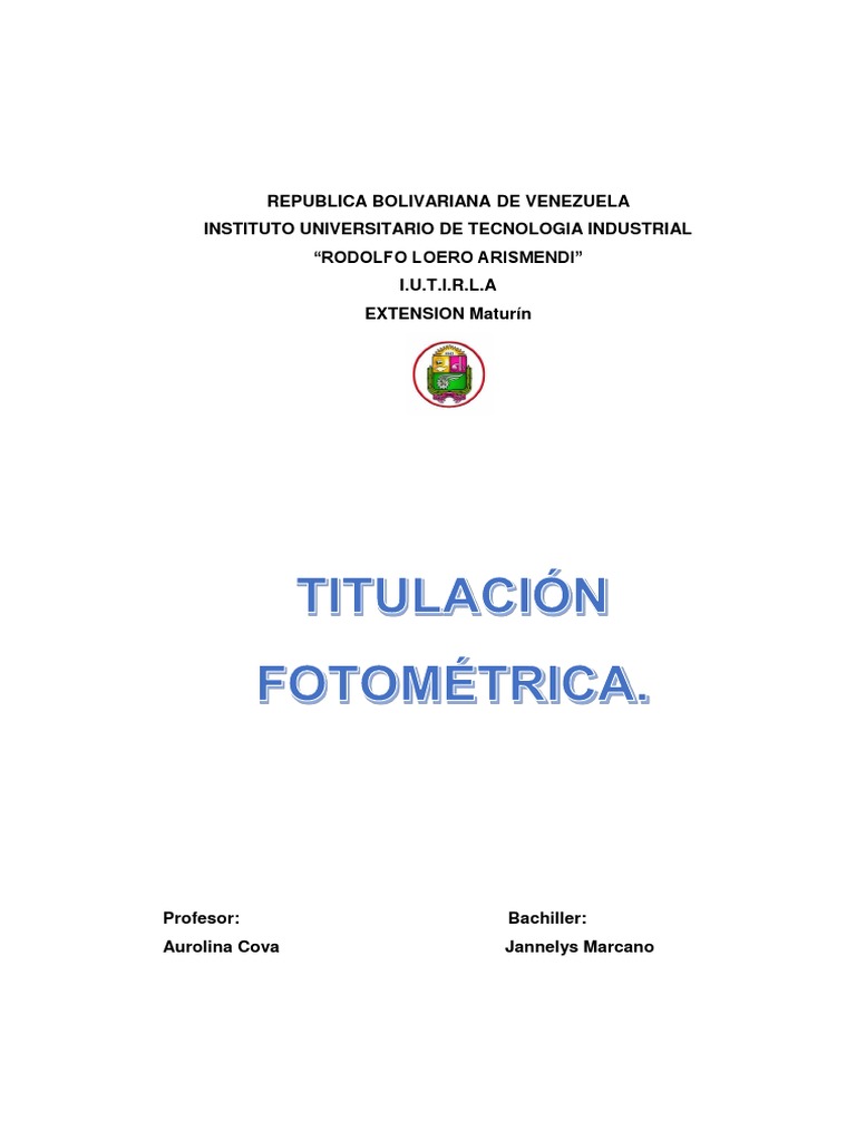 Informe Titulacion Fotometrica | PDF