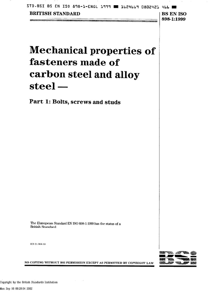 BS en Iso 898 1 1999 PDF | PDF