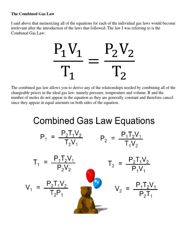 The Combined Gas Law WORKSHEET | PDF