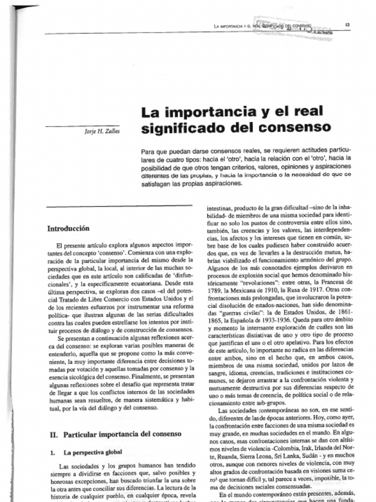 Significado y importancia del consenso | PDF