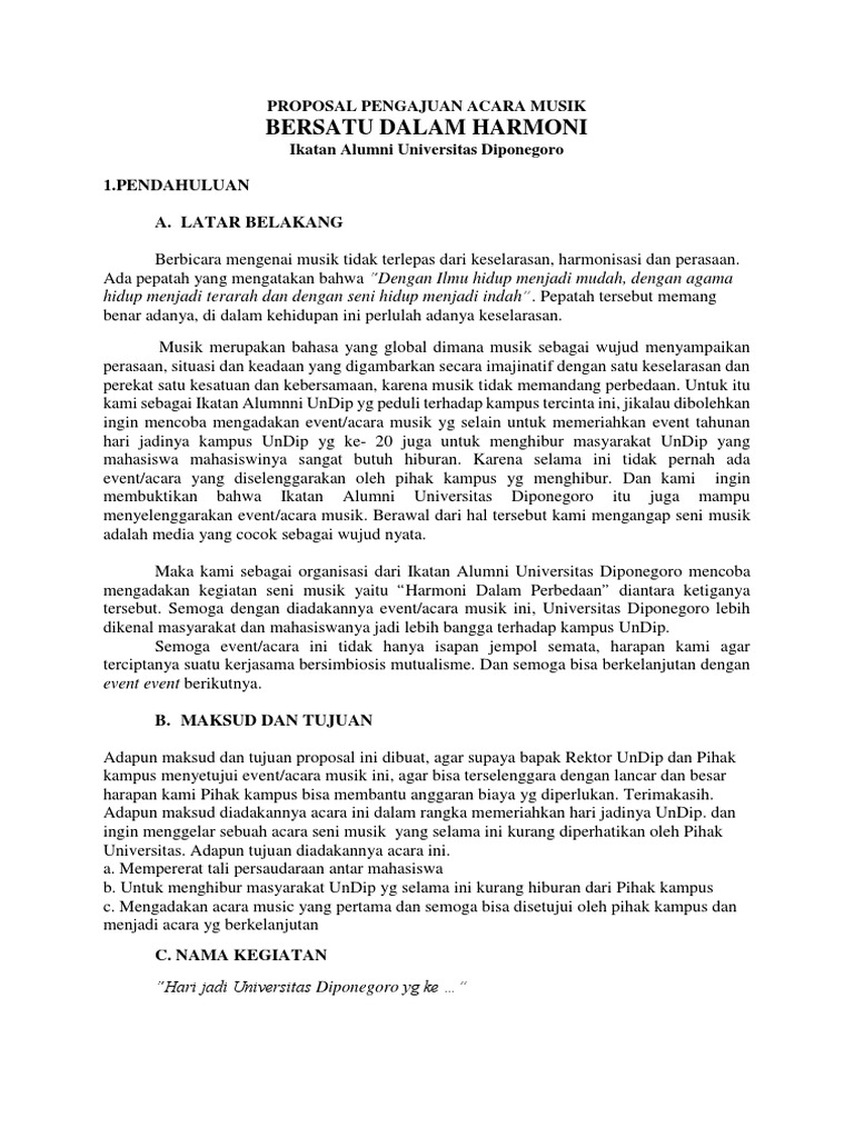 Proposal Pengajuan Acara Musik | PDF