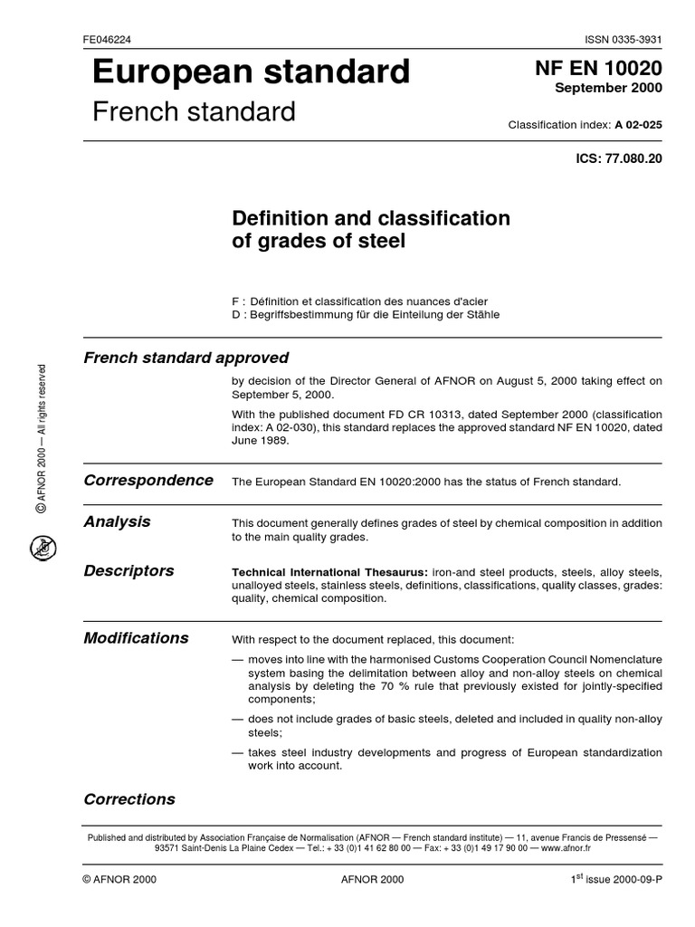 En10020 2000 | PDF