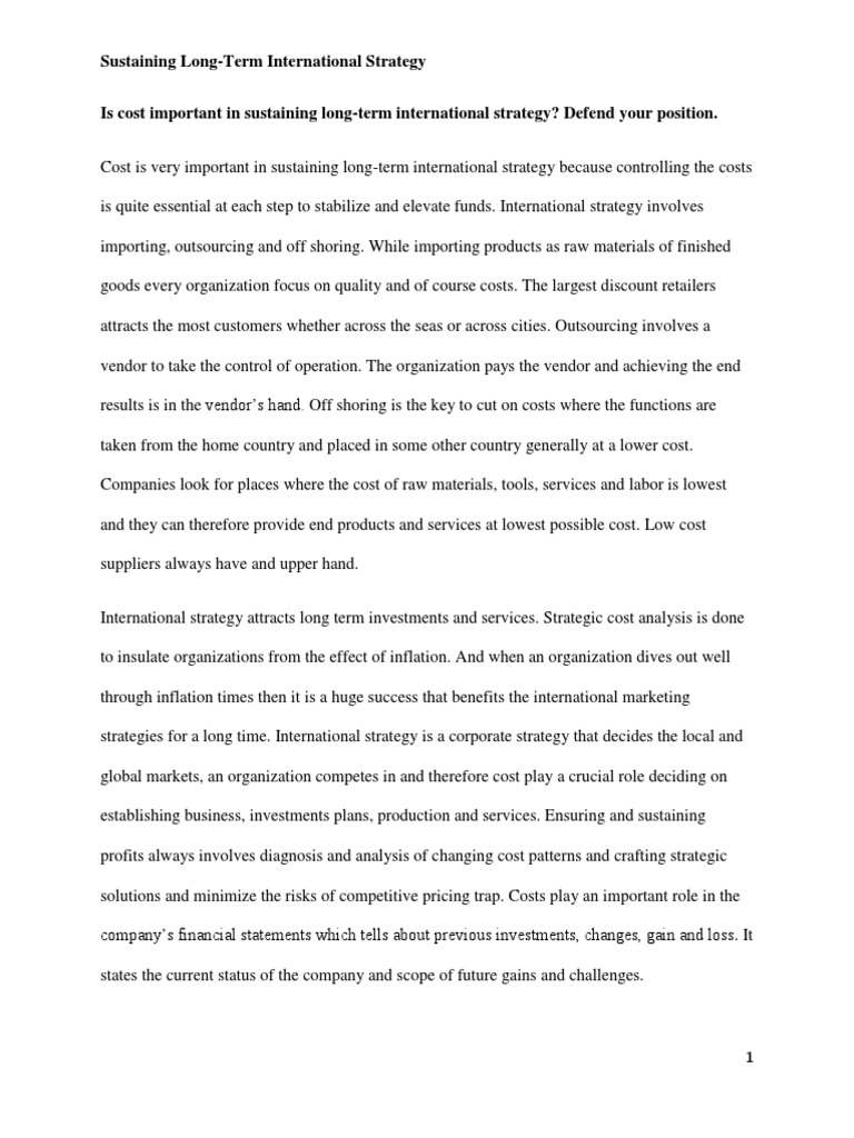 Sustaining Long-Term International Strategy | PDF