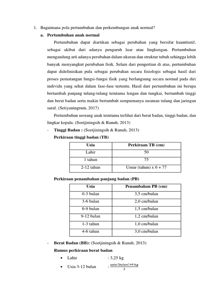 Bagaimana Pola Pertumbuhan Dan Perkembangan Anak Normal Fix | PDF