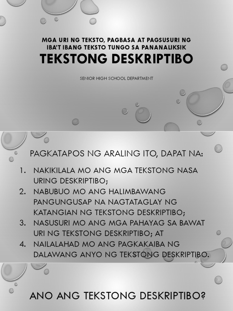 2 Tekstong Deskriptibo | PDF