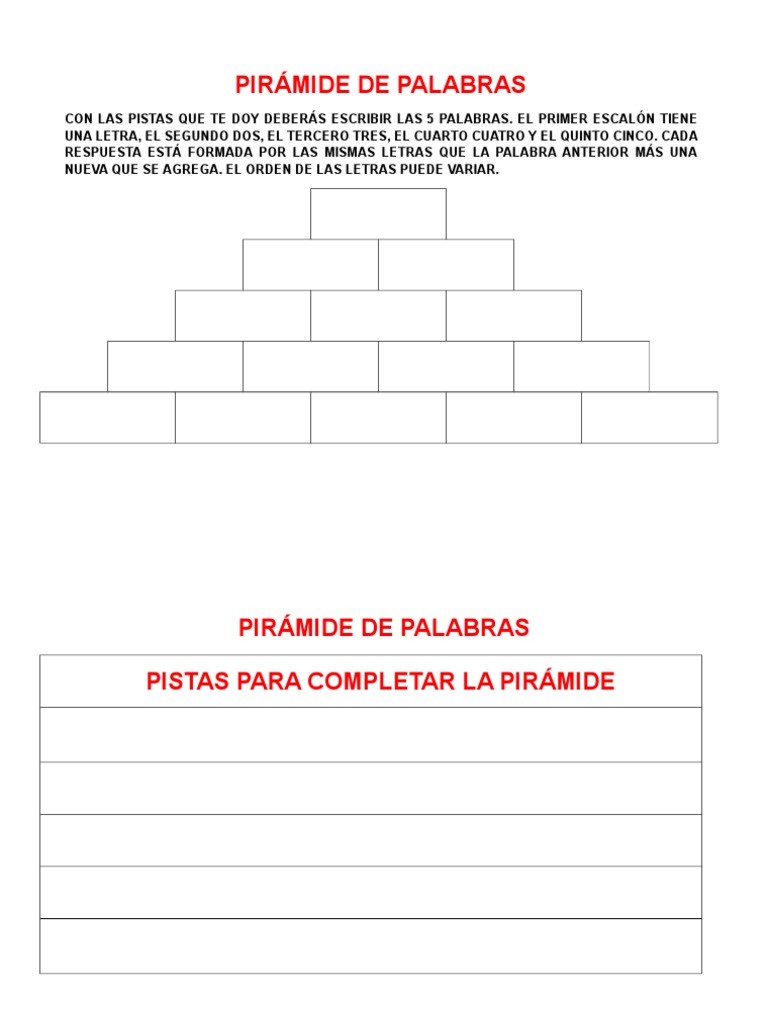 Actividades Dislexia Pirámide de Palabras Plantilla | PDF