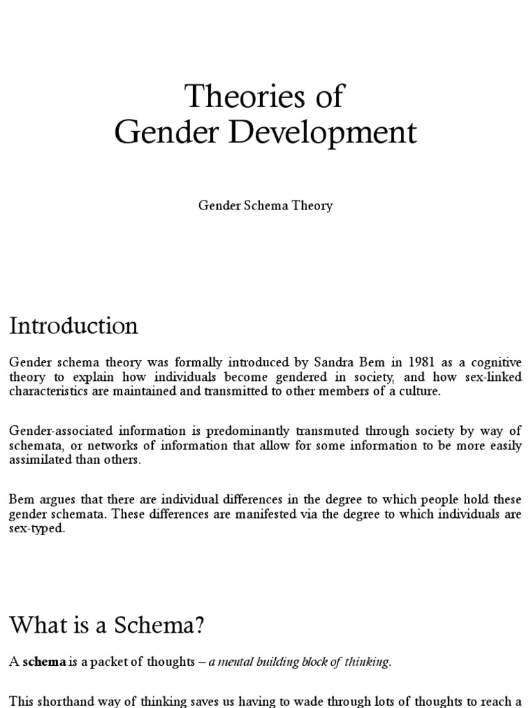 Theories of Gender Dev Gender Schema PDF | PDF