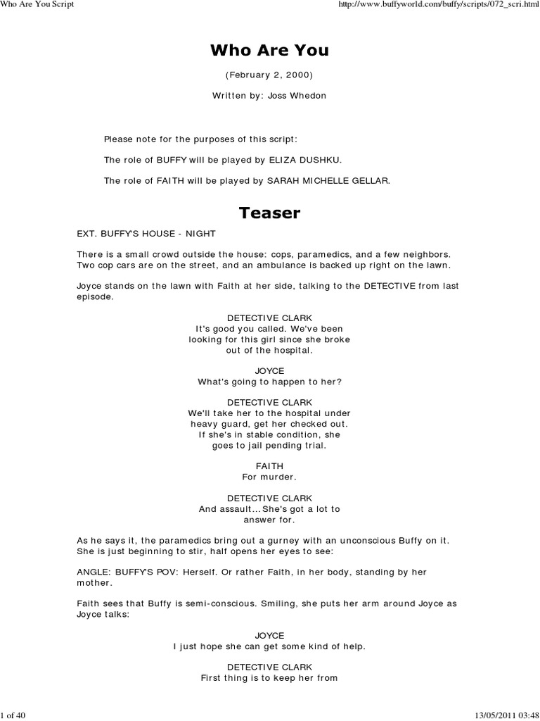 Buffy - Who Are You Script | PDF