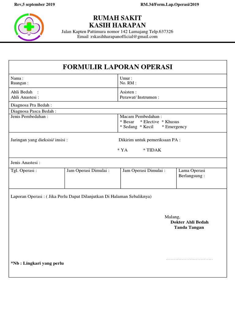 Formulir Laporan Operasi | PDF