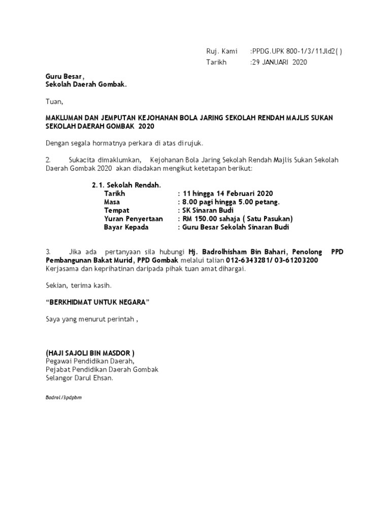 Contoh Surat Sukan | PDF