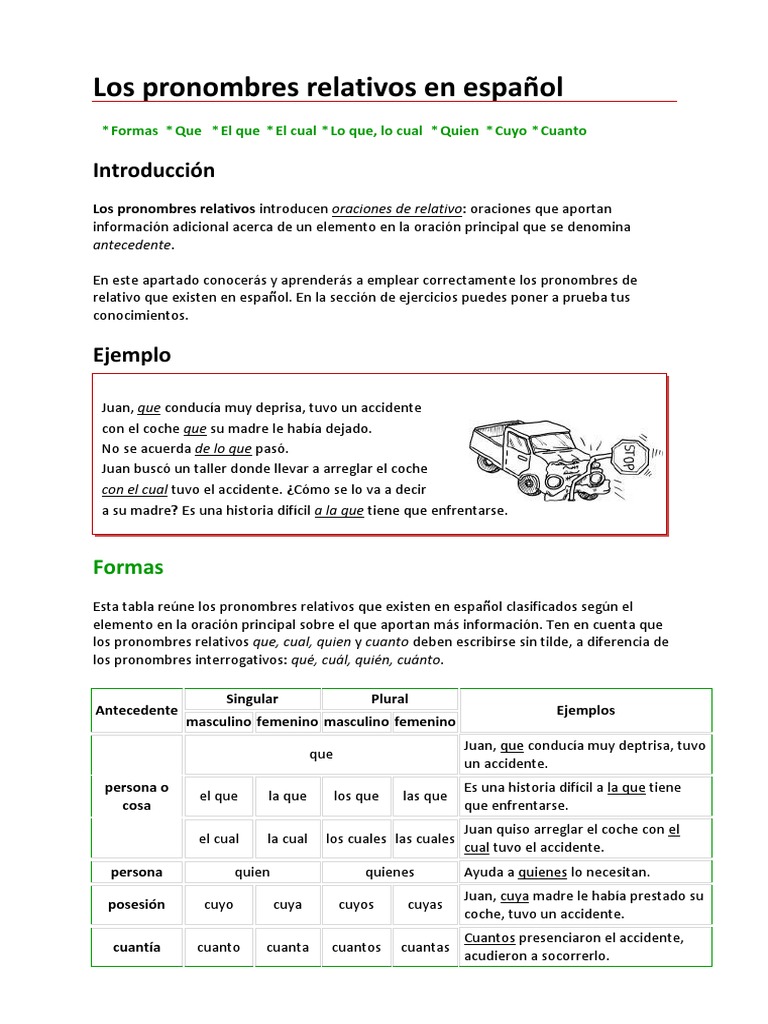 Los Pronombres Relativos en Español | PDF