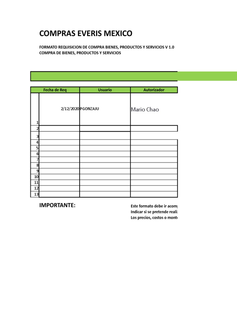 Formato de Requisicion | PDF