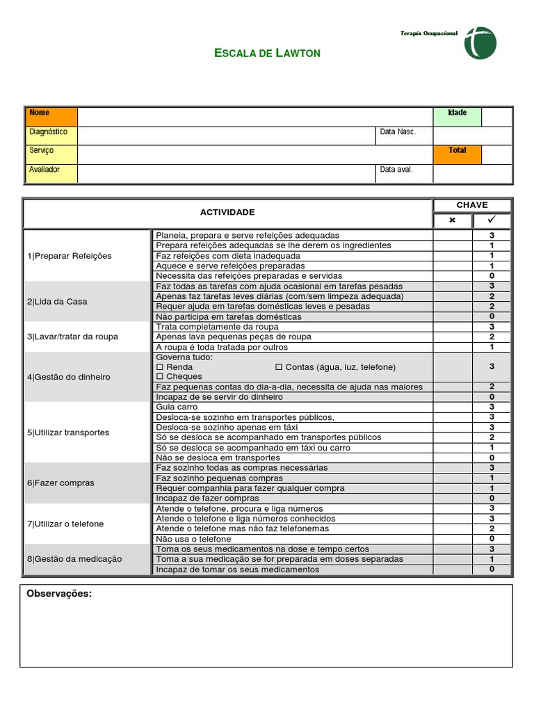 Escala de Lawton PDF | PDF