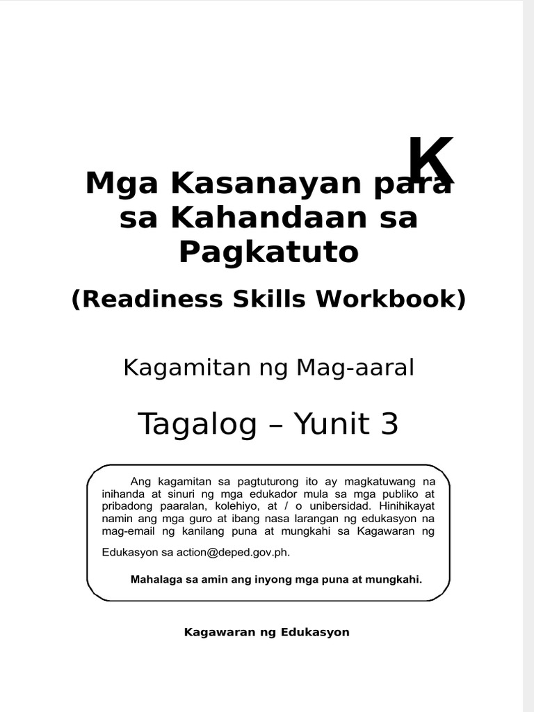 Mga Kasanayan Sa Kahandaan para Sa Pagkatuto Yunit 3 | PDF