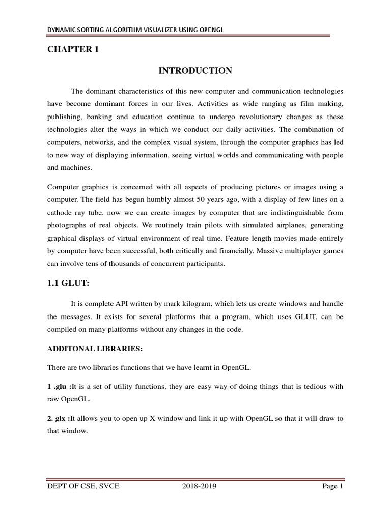 DYNAMIC SORTING ALGORITHM VISUALIZER USING OPENGL Report | PDF