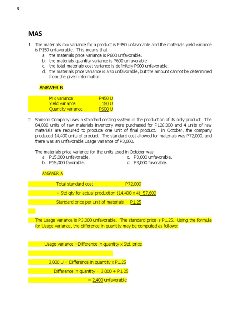 3 Mas Answer Key | PDF