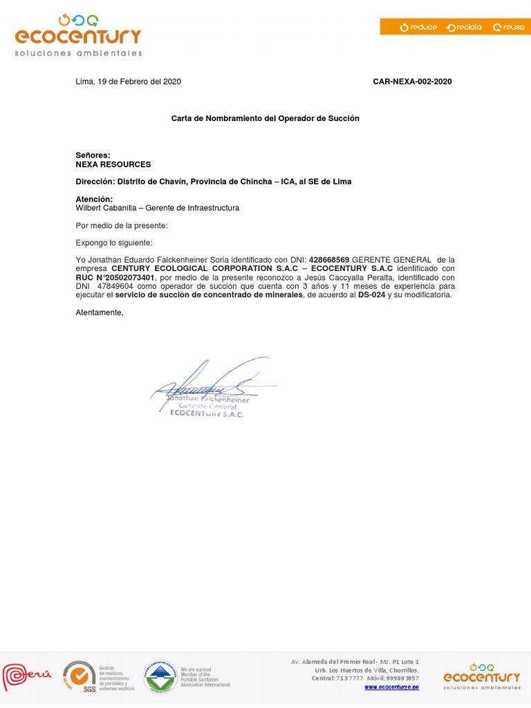 Carta de Nombramiento | PDF