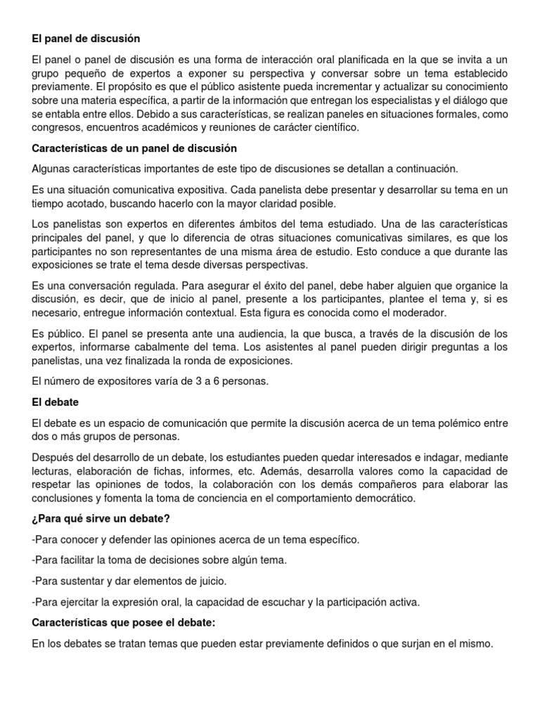 El Panel de Discusión | PDF | Crecimiento personal y profesional