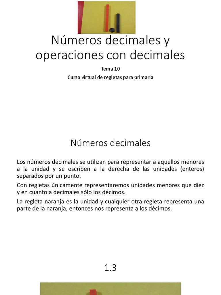 Introducción a los números decimales y operaciones básicas con ...