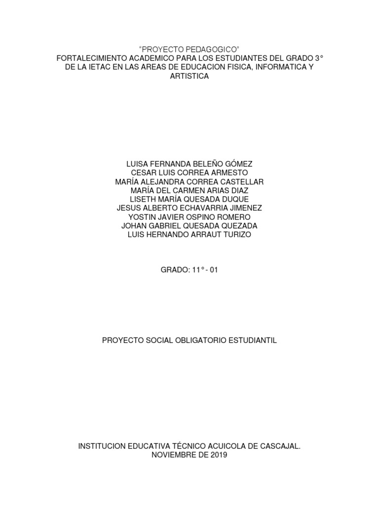 Proyecto Estudiantil de 80 Horas - Colombia | PDF