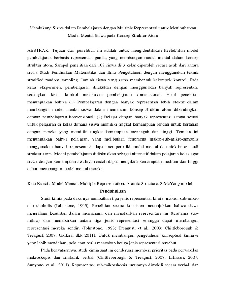 Mendukung Siswa Dalam Pembelajaran Dengan Multiple Representasi Untuk ...