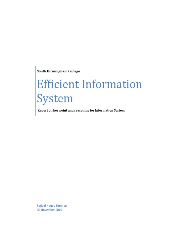 Efficient Information System: South Birmingham College | PDF | Computer ...