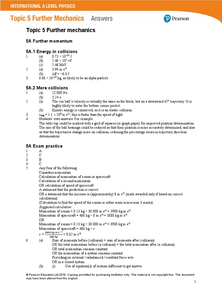 IAL Physics SB2 Answers PDF | PDF