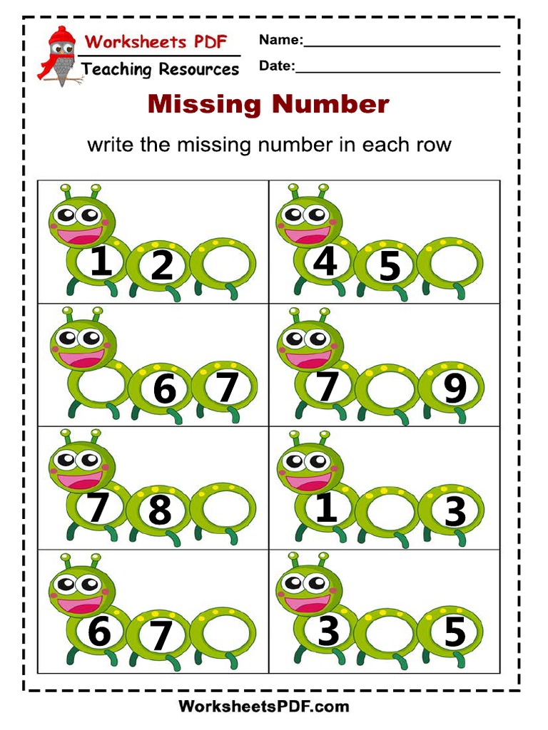 Caterpillar Missing Numbers 0 10 | PDF