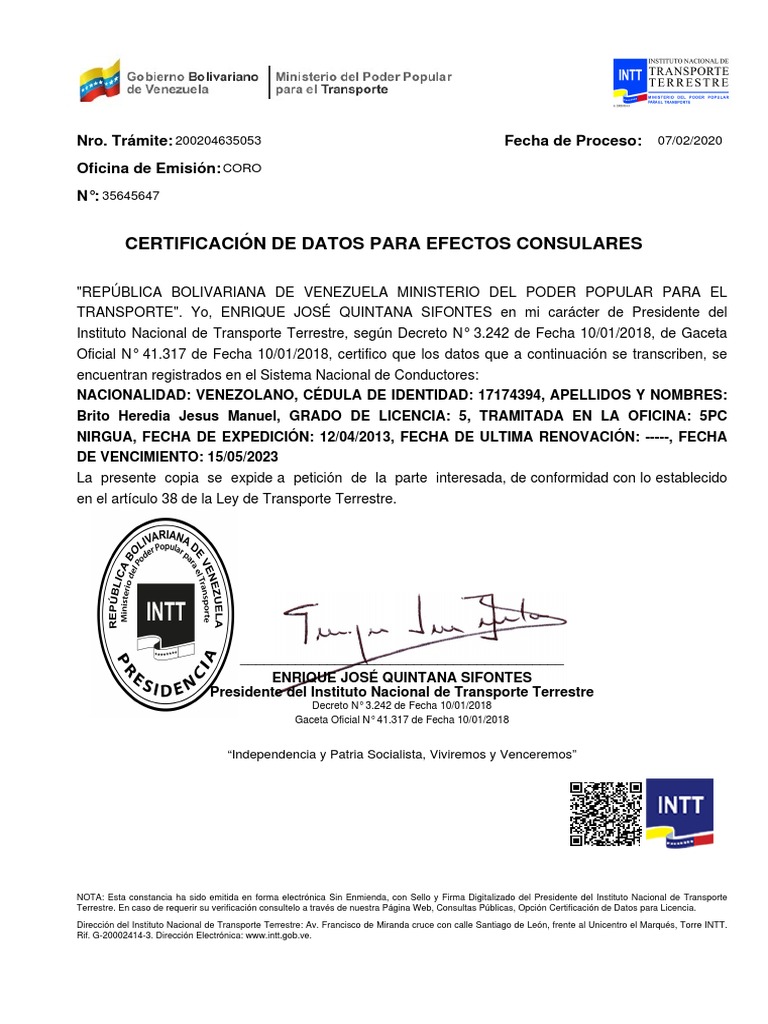 Carta Consular Jesus Manuel Brito Heredia PDF | PDF