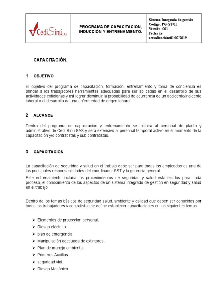 Programa de Capacitacion | PDF