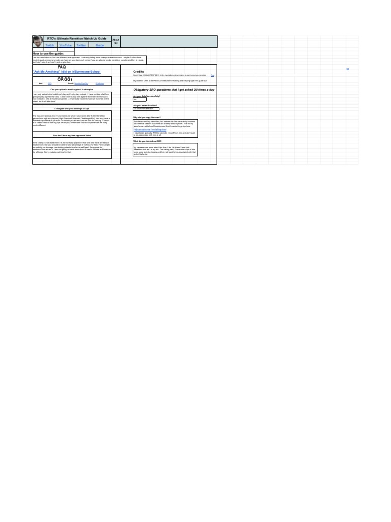 RTO's Ultimate Match Up Guide PDF | PDF