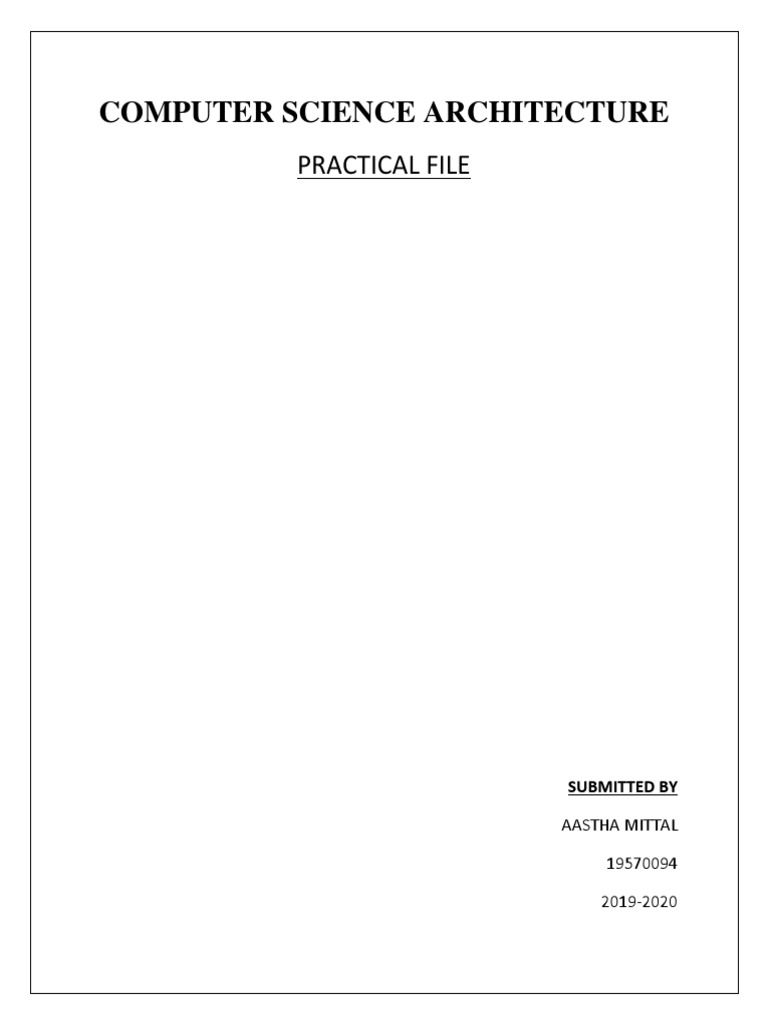 Computer System Architecture Practicals (B.sc. Computer Science Hons ...