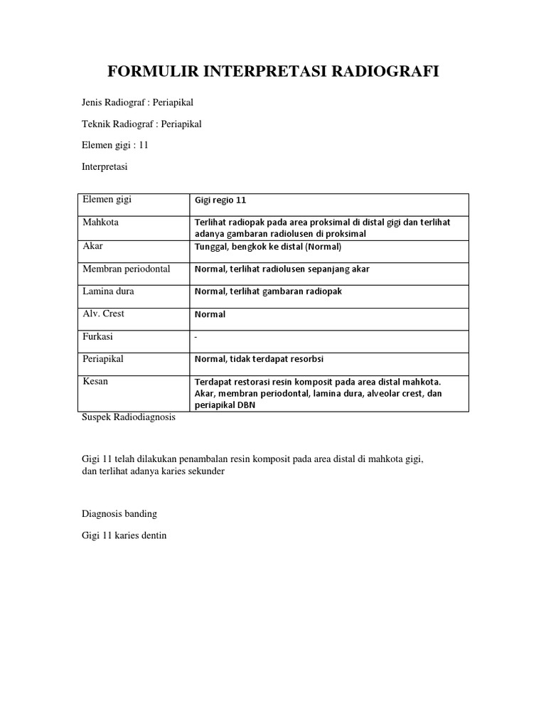 Formulir Interpretasi Radiografi | PDF