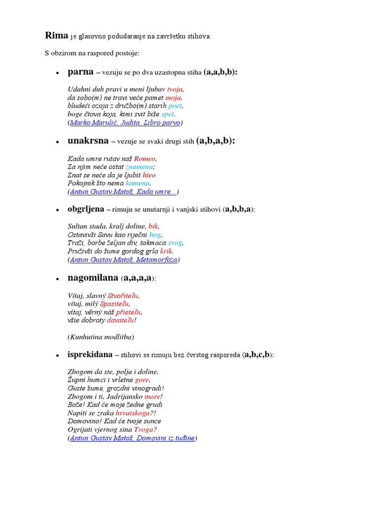 Vrste Rime | PDF