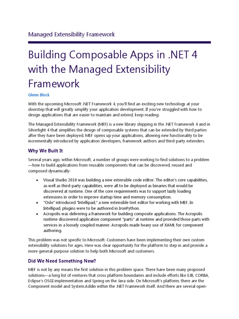 Managed Extensibility Framework Download Free Pdf Class Computer Programming Programming