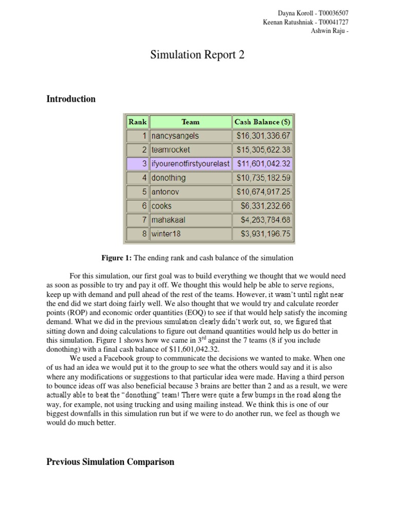 Simulation Report 2 | PDF