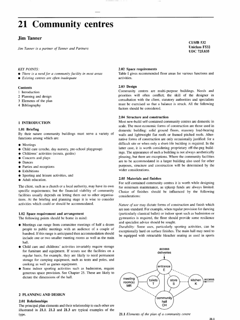 Metric Handbook Part 21 - Community Centres | PDF
