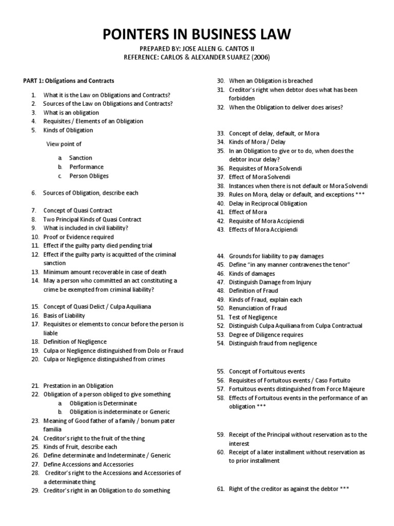 Pointers in Business Law | PDF