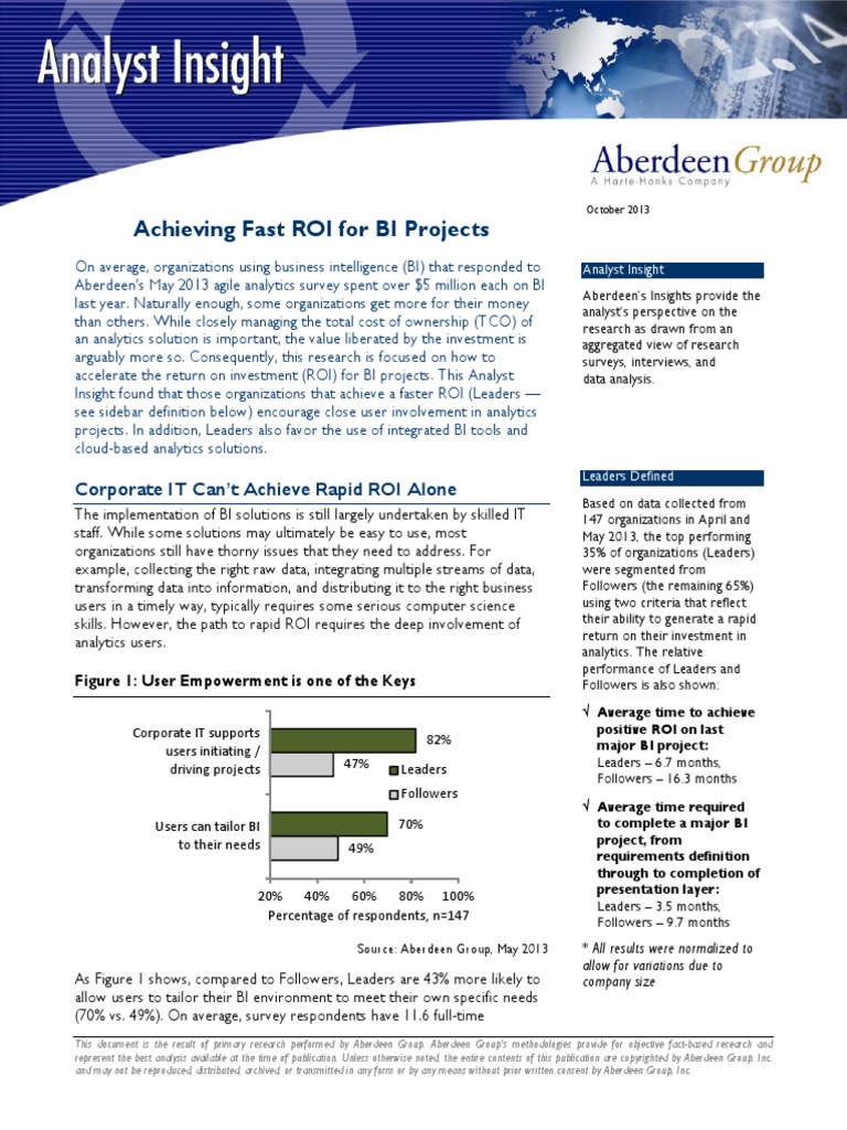 Achieving Fast ROI For BI Projects PDF | PDF