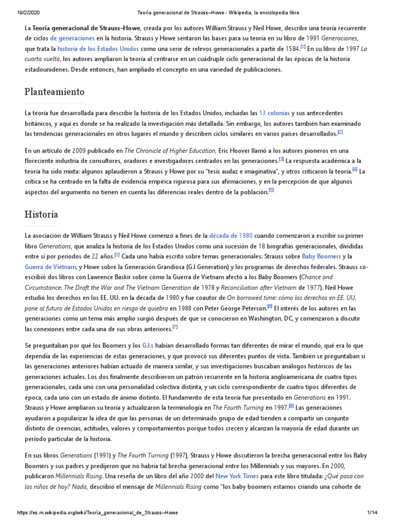 Teoría Generacional de Strauss-Howe - Wikipedia, La Enciclopedia Libre ...